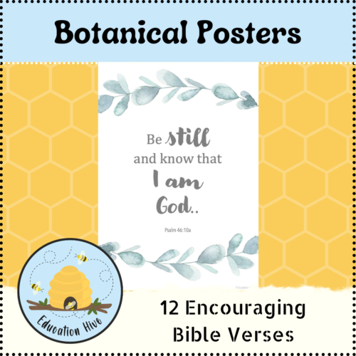 12 Bible Verse Posters for the classroom, botanical theme - Classful