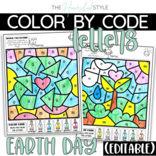 Earth Day Color by Letter Color by Code Editable - Classful
