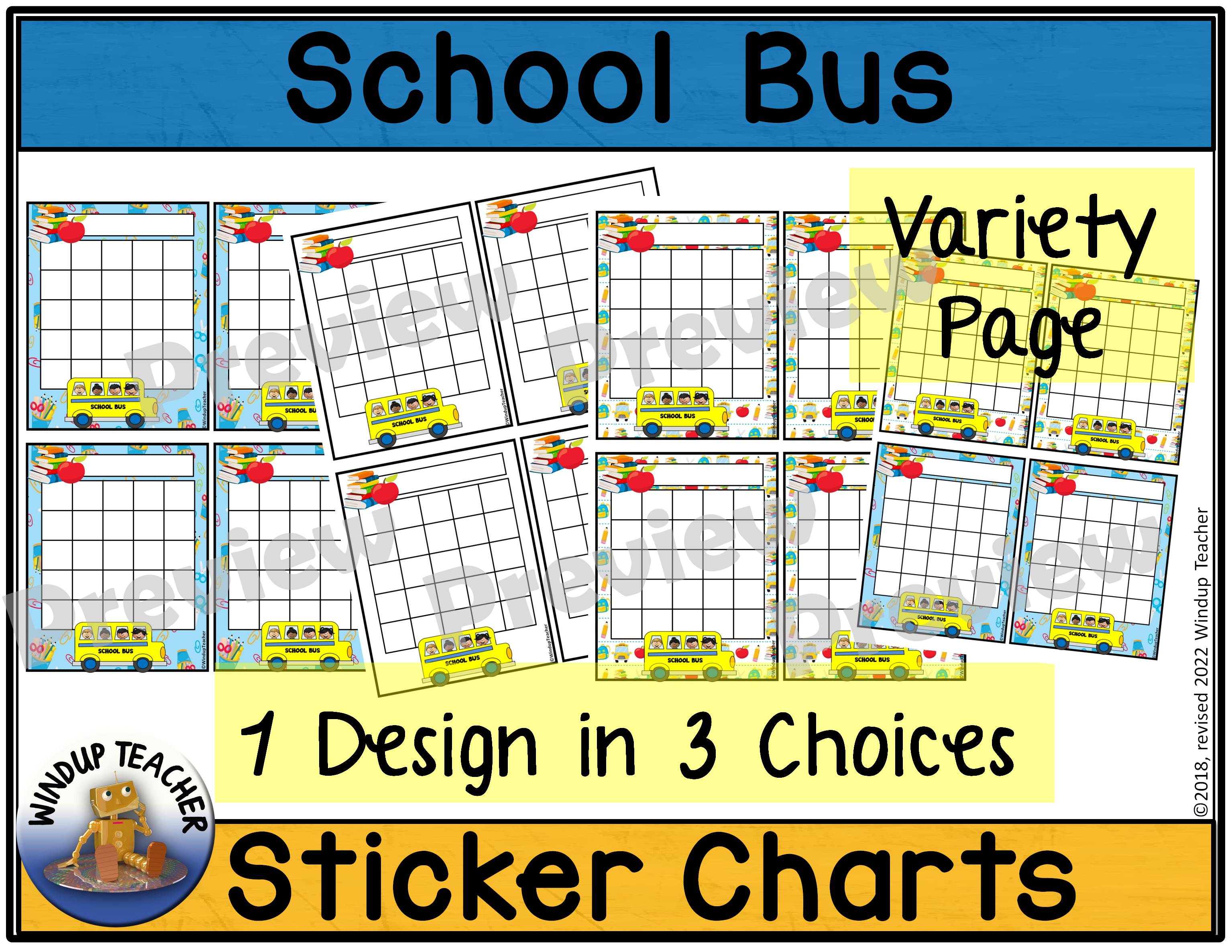 School Bus Sticker Charts - Classful