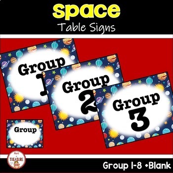 Space Theme Classroom Decor Table Number Signs - Classful