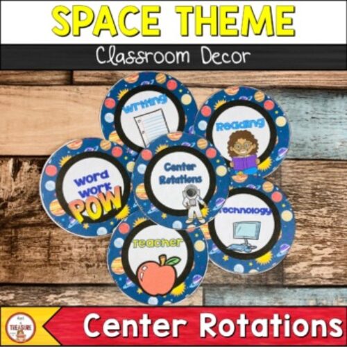 Space Theme Classroom Decor | Center Rotation Signs - Classful