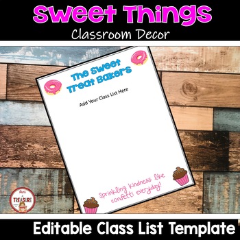 Donut and Cupcake Theme Class List and Schedule | Editable - Classful