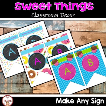 Donut and Cupcake Sweet Treat Classroom Decor Bunting Pennants - Classful