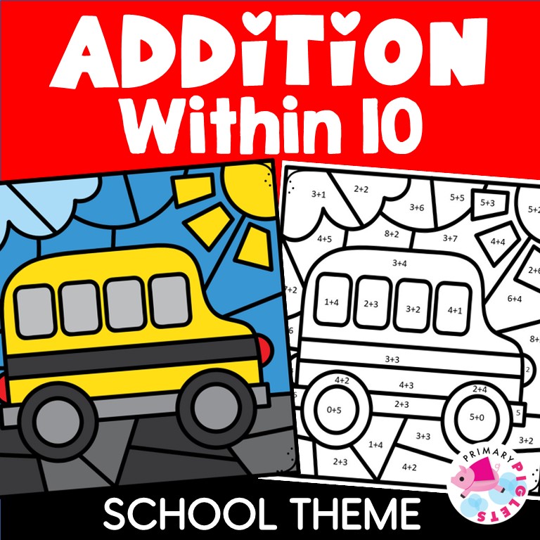 Back to School Color by Number Addition Color by Code Addition Color by ...