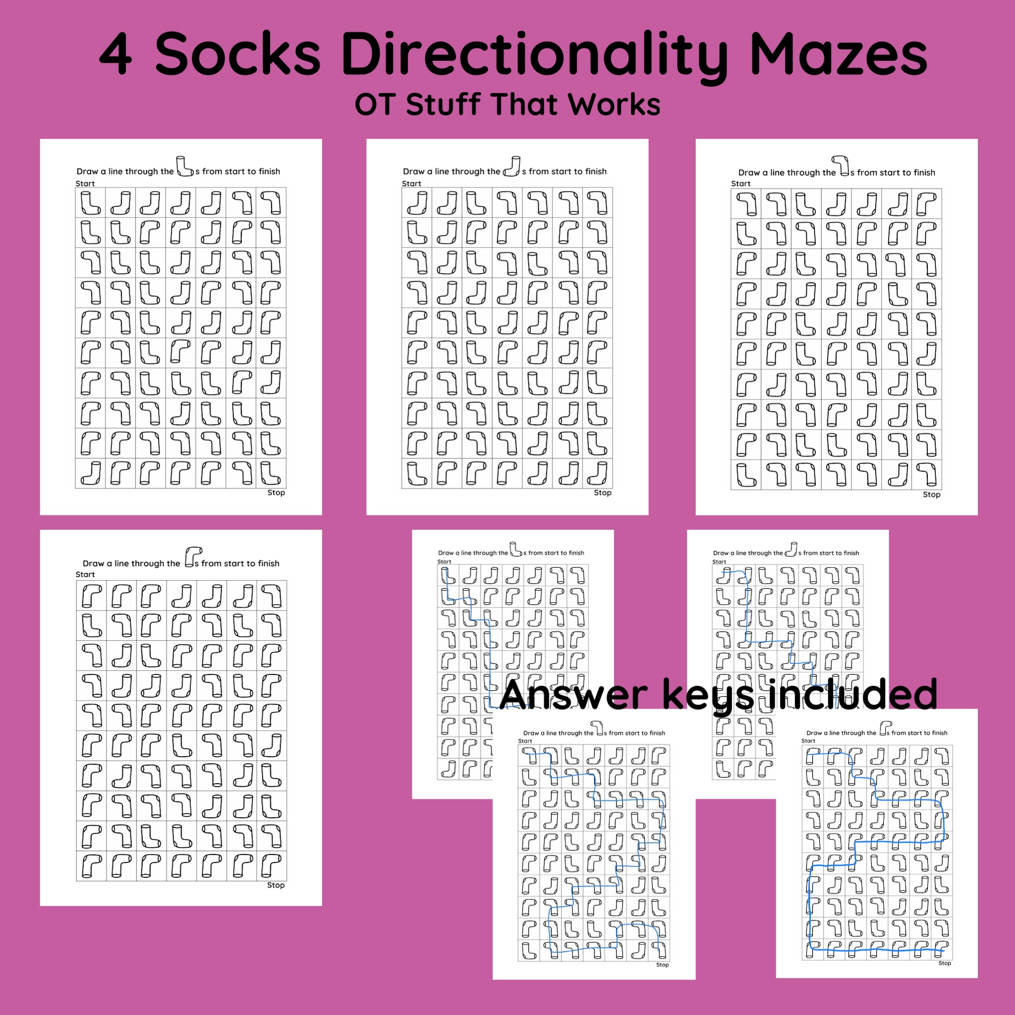 4 Socks Directionality Mazes - Classful