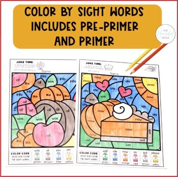 Thanksgiving Color by Sight Word Editable Activities - Classful