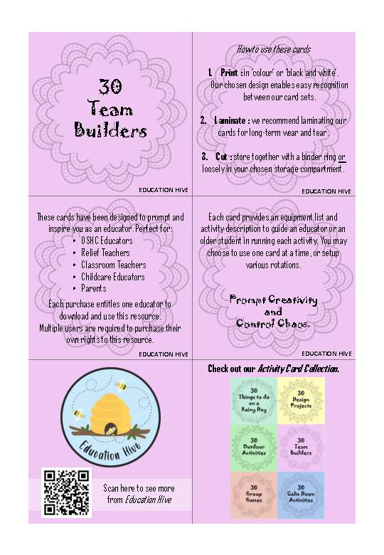 Team Building Activity Cards - engaging for all ages - Classful