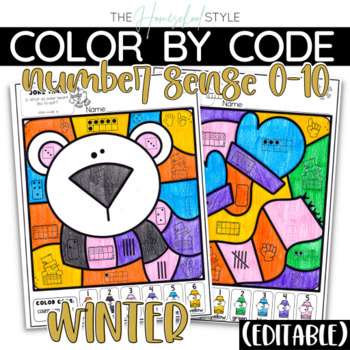 Winter Math Color by Number Sense Activities - Classful
