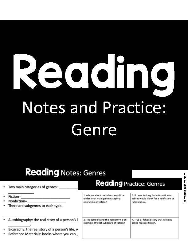 Reading Notes and Practice- Genres *with answer key* - Classful