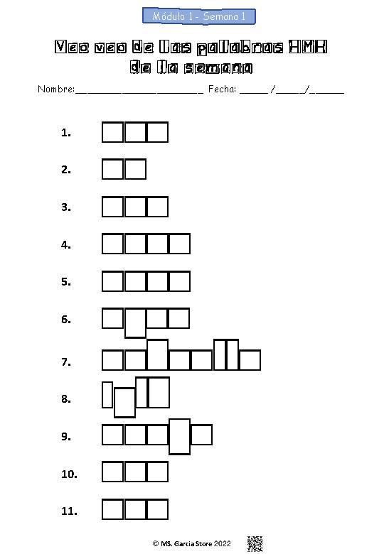 Veo Veo (I Spy Game) de las Palabras de la Semana HMH de Primer Grado ...