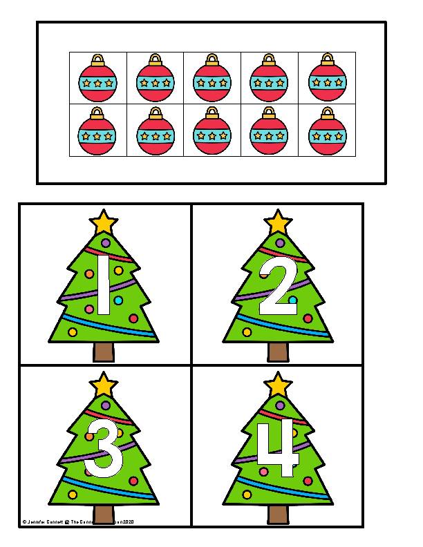 Christmas Math Center Counting to 10 with Ten Frames - Classful