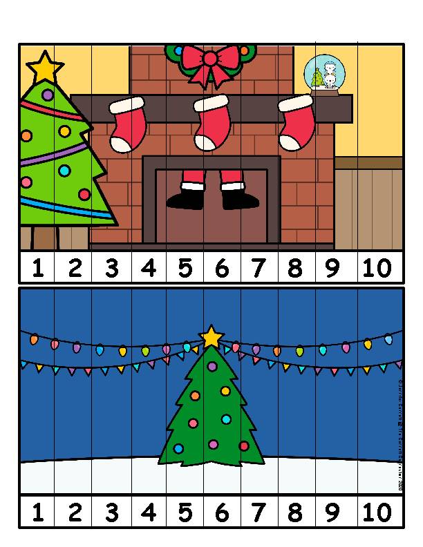 Christmas Counting Puzzles 1-10 - Classful