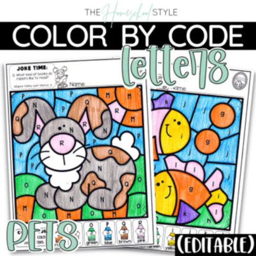 Pets Color by Letter Alphabet Coloring Pages Editable Activities - Classful