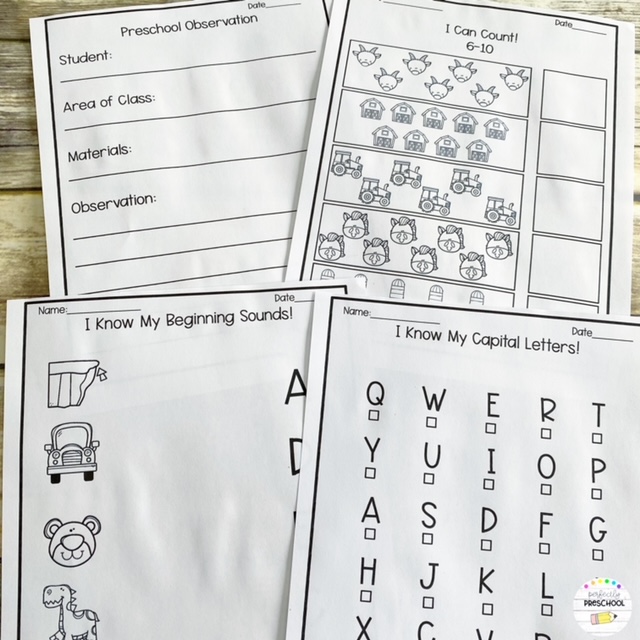 Preschool Assessment Pack and Conference Checklist - Classful