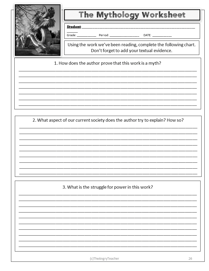 MYTHOLOGY [WORKSHEETS & ACTIVITIES] - Classful