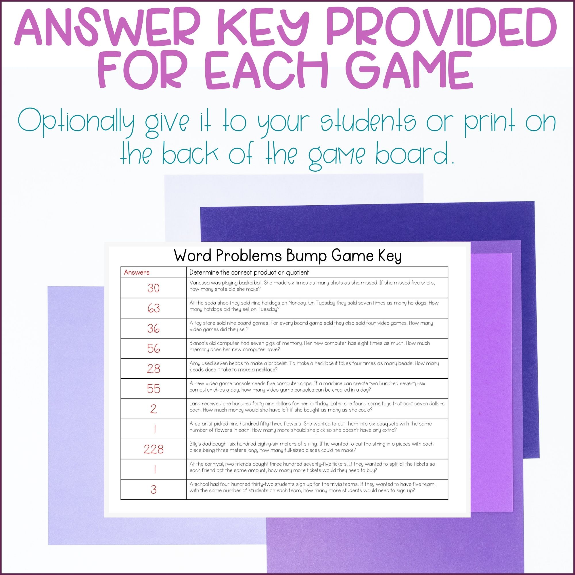 4th Grade 2 Digit and 4 Digit Multiplication and Division Bump Games ...
