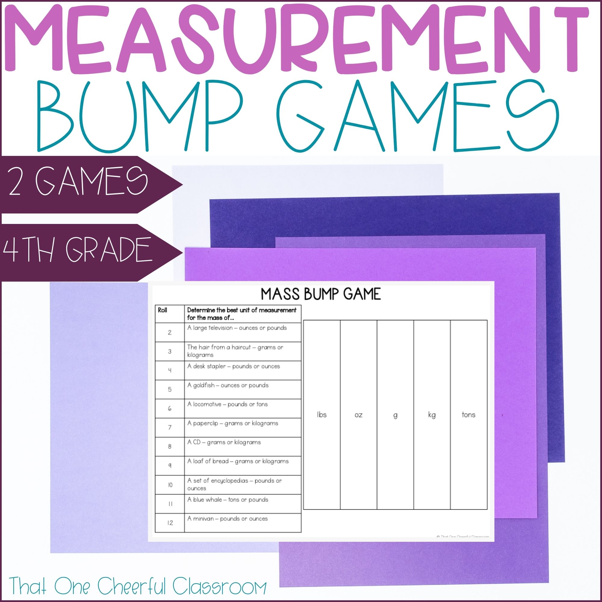 Measurement Mass and Liquid Volume Math Bump Games - Classful