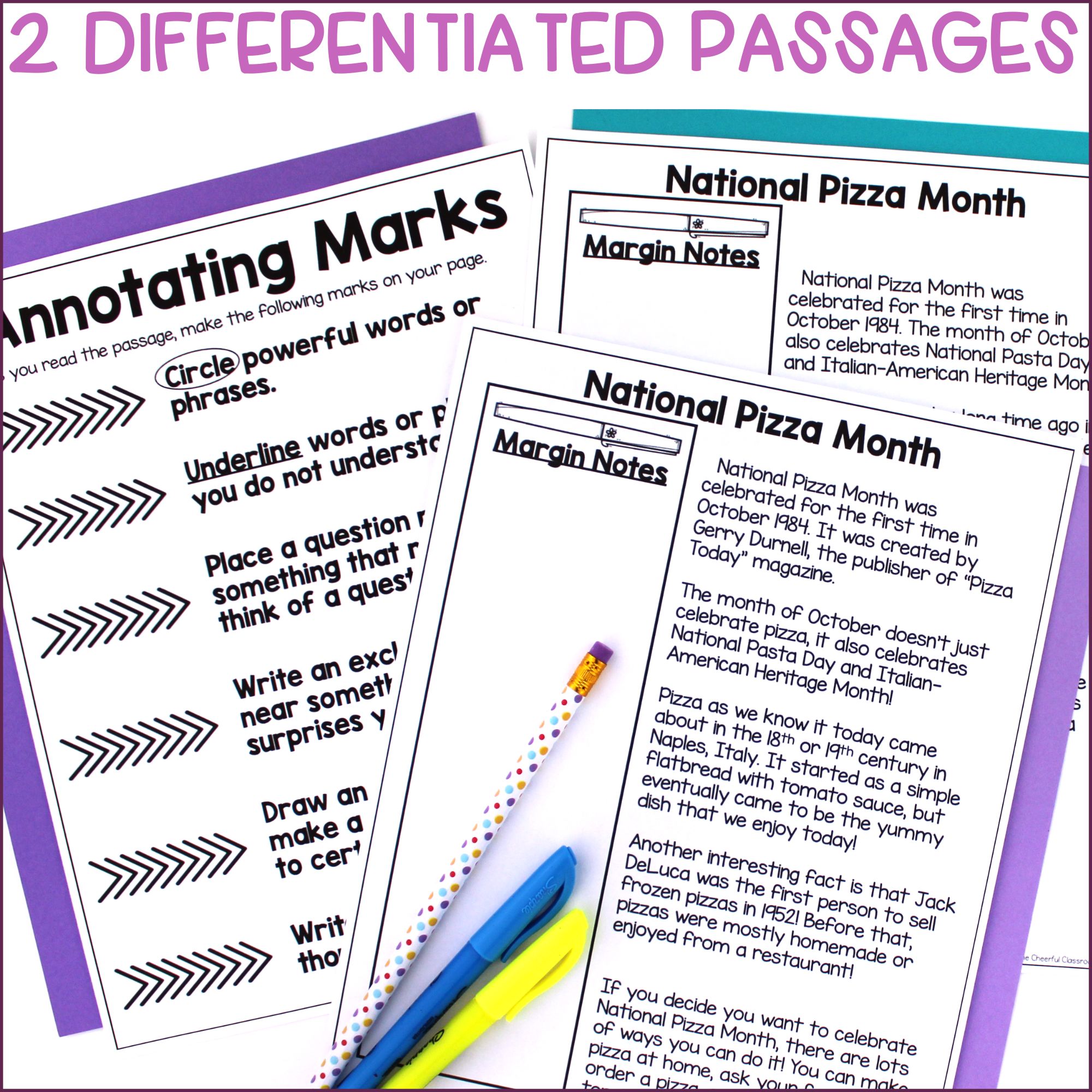National Pizza Month October Close Reading Comprehension Passage Unit ...