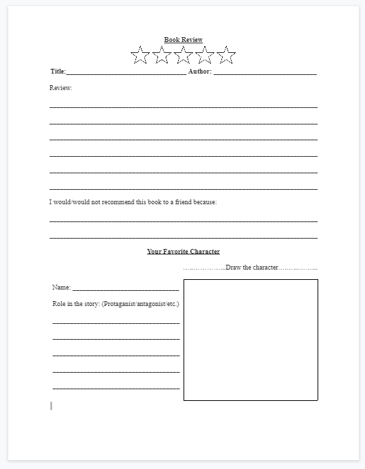 Reading Log/ Book Review - Classful