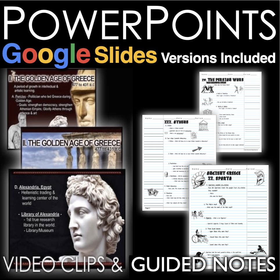 Ancient Greece Unit- PPTs, Guided Notes, Worksheets, Kahoot, Test ...