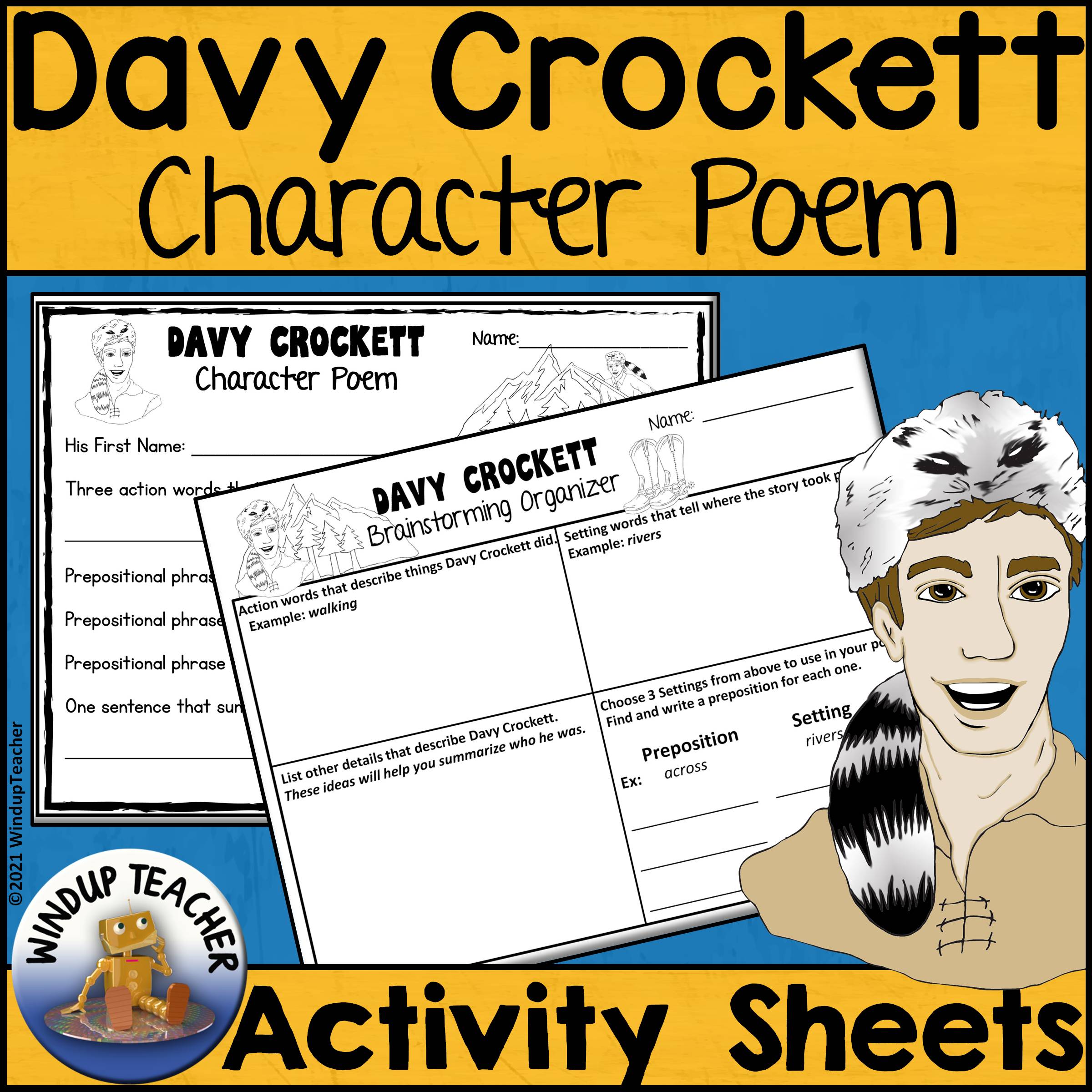 Davy Crockett Character Poem Activity for Poetry Unit or Center - Classful