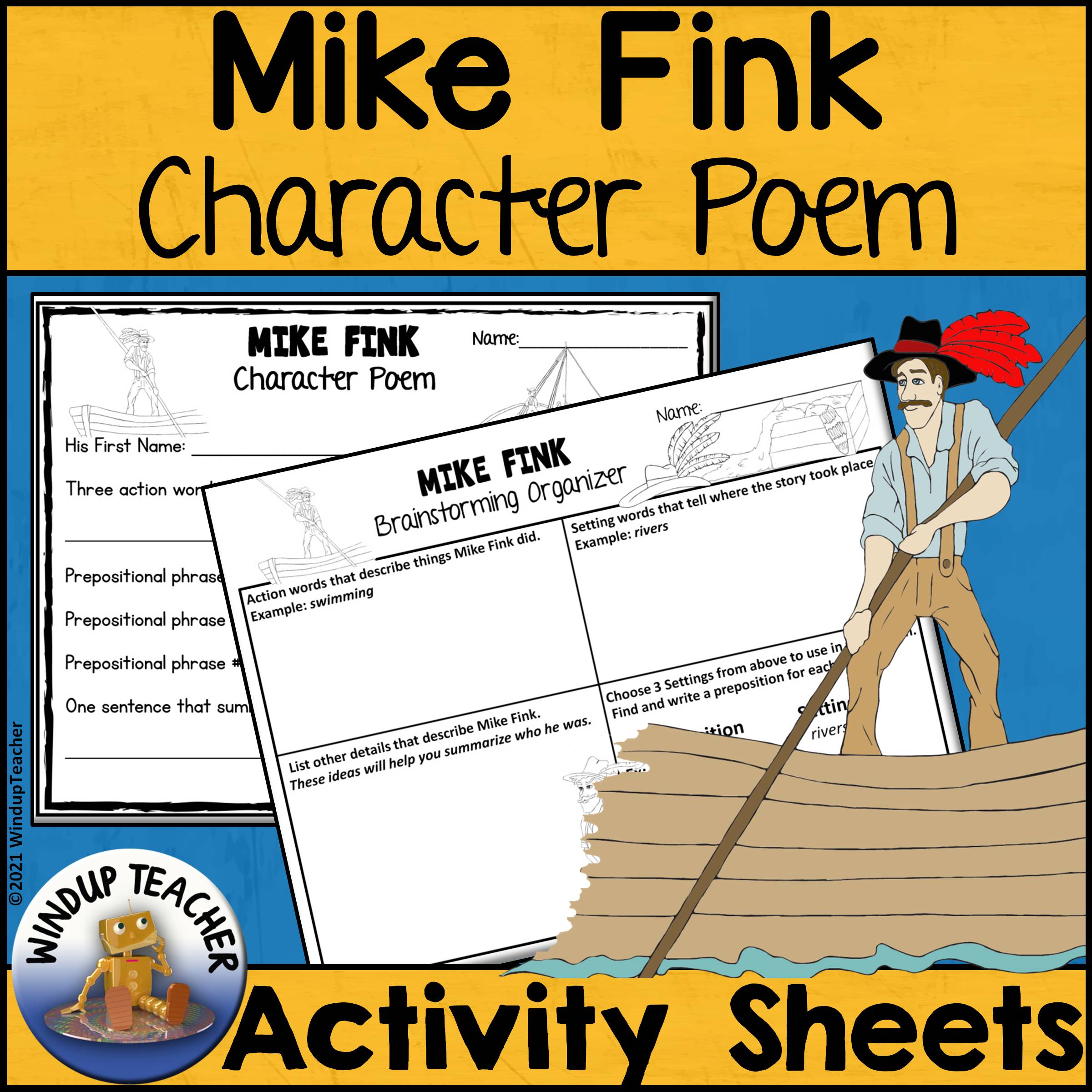 Mike Fink Character Poem Activity for Poetry Unit or Center - Classful
