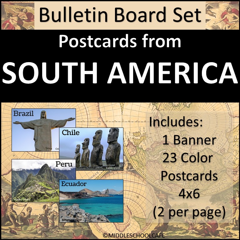 South America Bulletin Board Set - Postcards - Classful