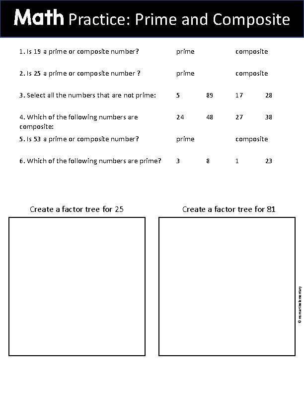 Notes & Practice- Prime and Composite with Answer Key - Classful