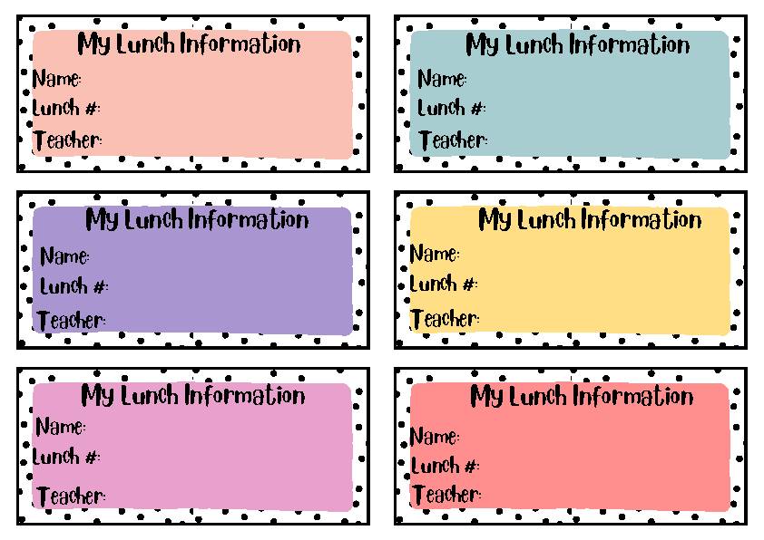 Lunch Number Tags - Classful