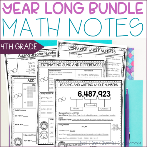 4th Grade Year Long Math Notes GROWING Bundle - Classful