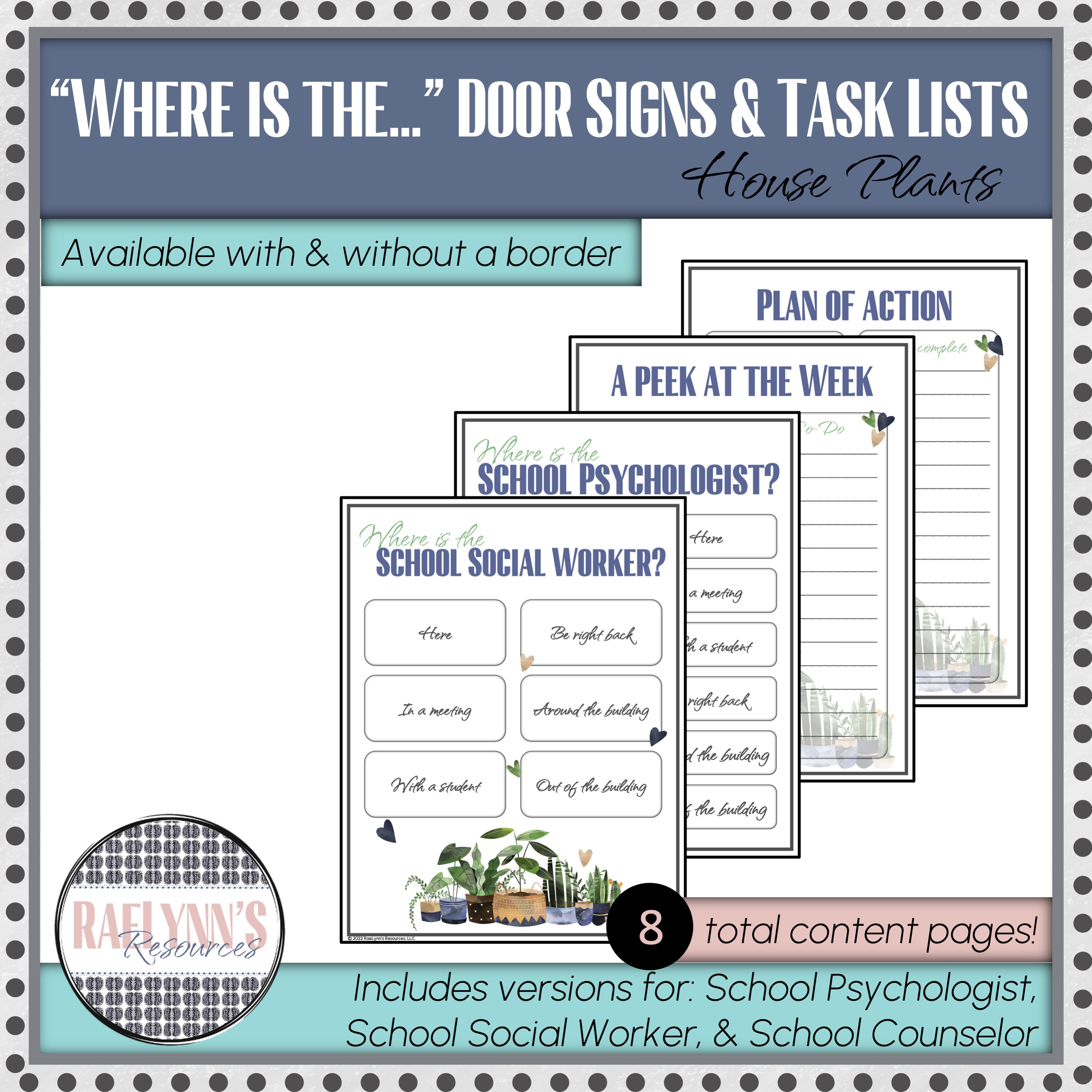 'Where is the… Door Signs & Task Lists (House Plant Theme) - Classful