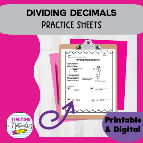 Dividing Decimals Practice Worksheets Printable & Digital Google Slides ...