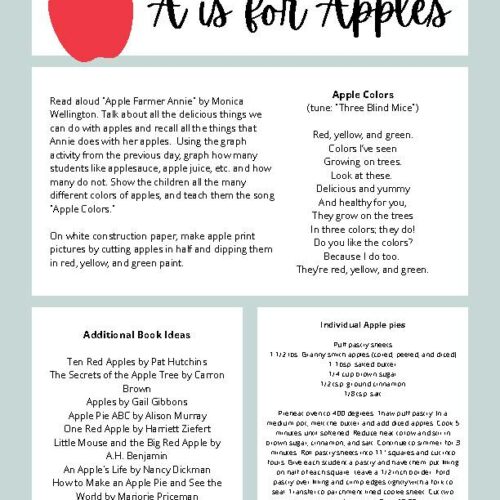 Apple Theme Preschool Curriculum Printable | Homeschool Lesson Plan ...