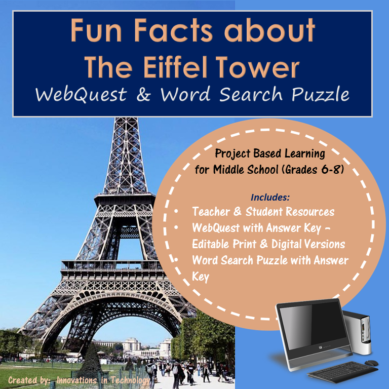 Learning about The Eiffel Tower - WebQuest & Word Search Puzzle - Classful