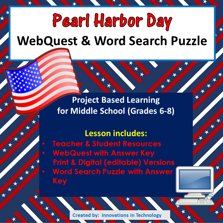 Pearl Harbor Day WebQuest & Word Search Puzzle - Classful
