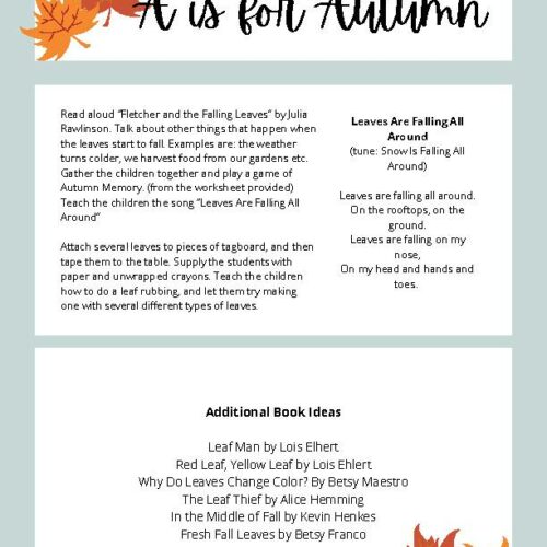 Autumn Theme Preschool Curriculum Printable | Homeschool Lesson Plan ...