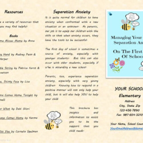 Separation Anxiety Brochure Back to School, Beginning Of Year Parent ...