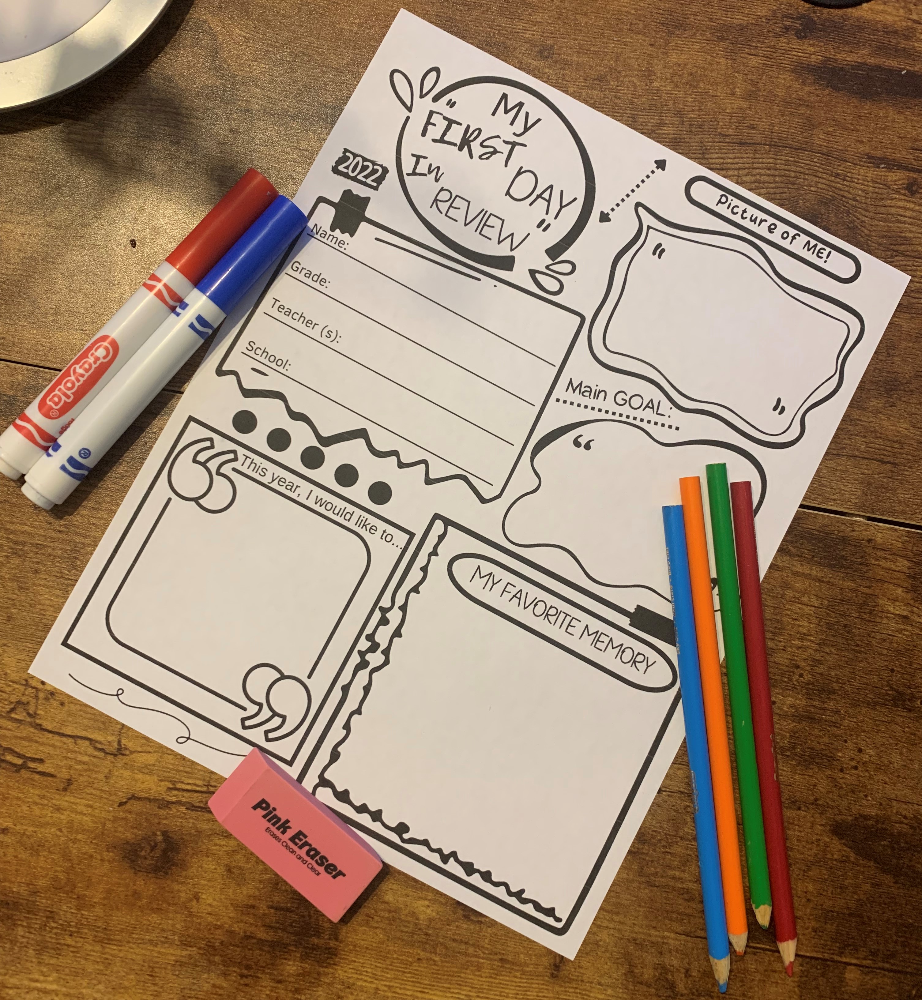 First Day of School Worksheet Back to School Activity NO PREP! All ...