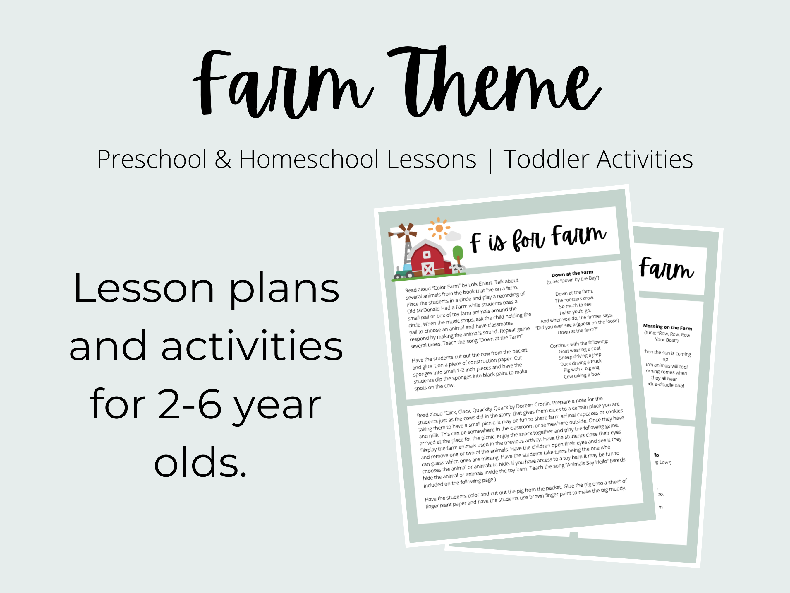 Farm Theme Preschool Curriculum Printable | Homeschool Lesson Plan ...