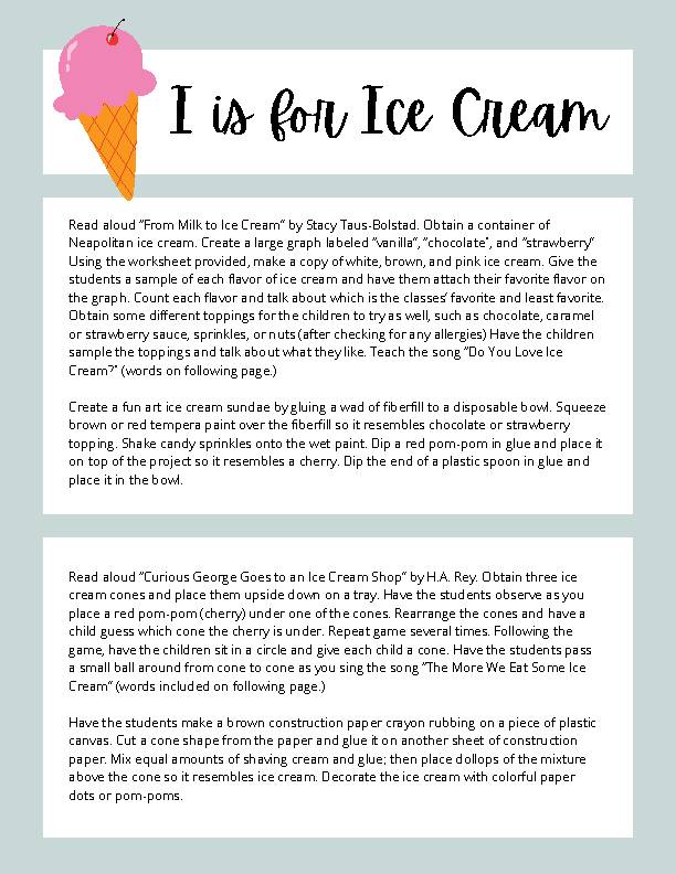 Ice Cream Theme Preschool Curriculum Printable | Homeschool Lesson Plan ...