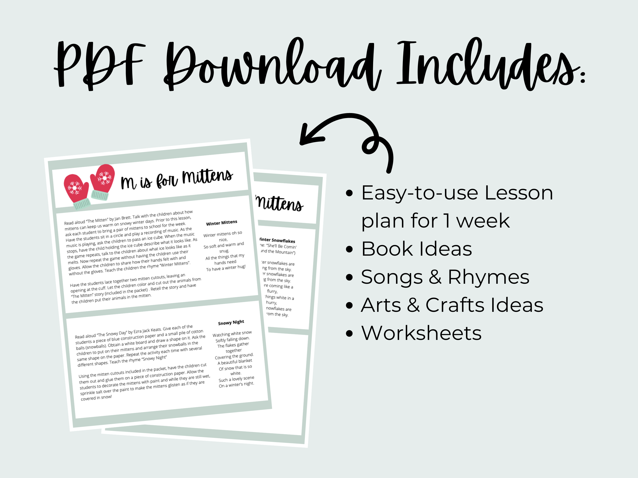 Mittens Theme Preschool Curriculum Printable | Homeschool Lesson Plan ...