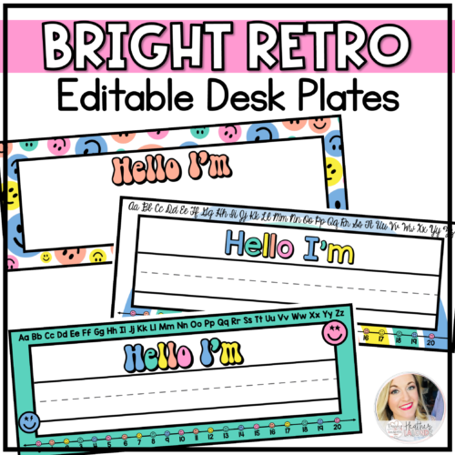Desk Name Tags Bright Retro - Classful