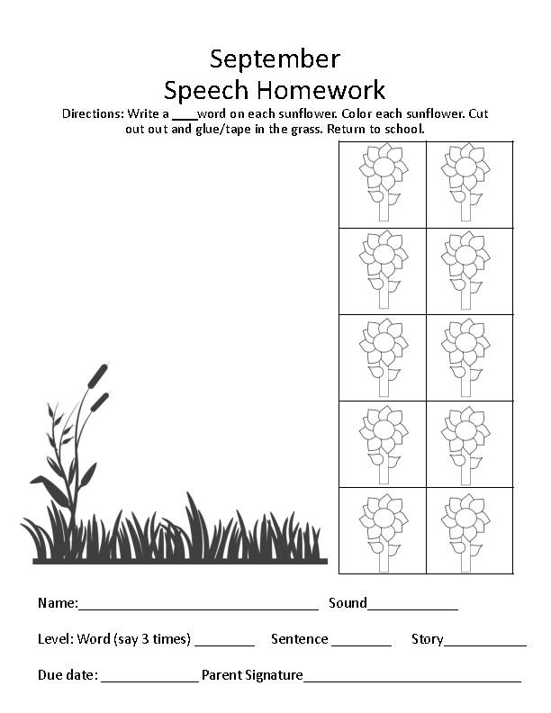 **FREEBIE** September Articulation Homework -- All speech sounds - Classful