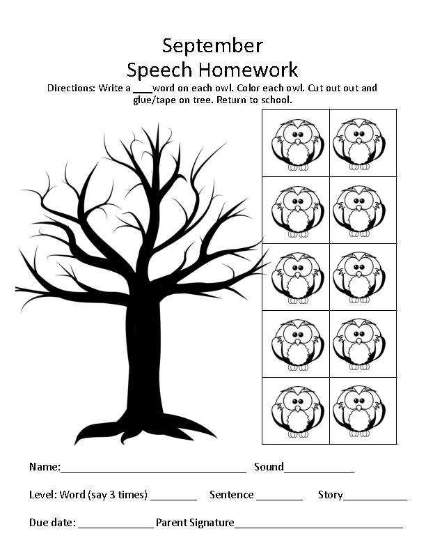 **FREEBIE** September Articulation Homework -- All speech sounds - Classful