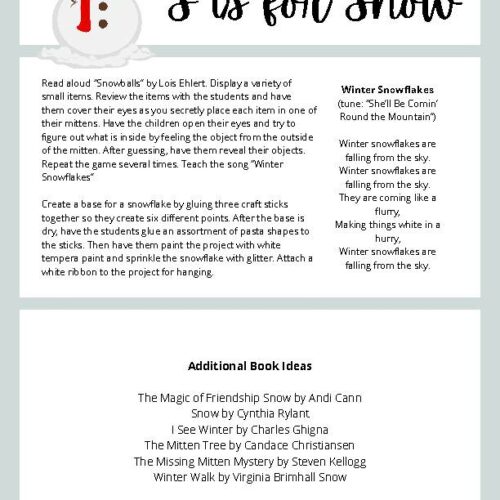 Snow Theme Preschool Curriculum Printable | Homeschool Lesson Plan ...