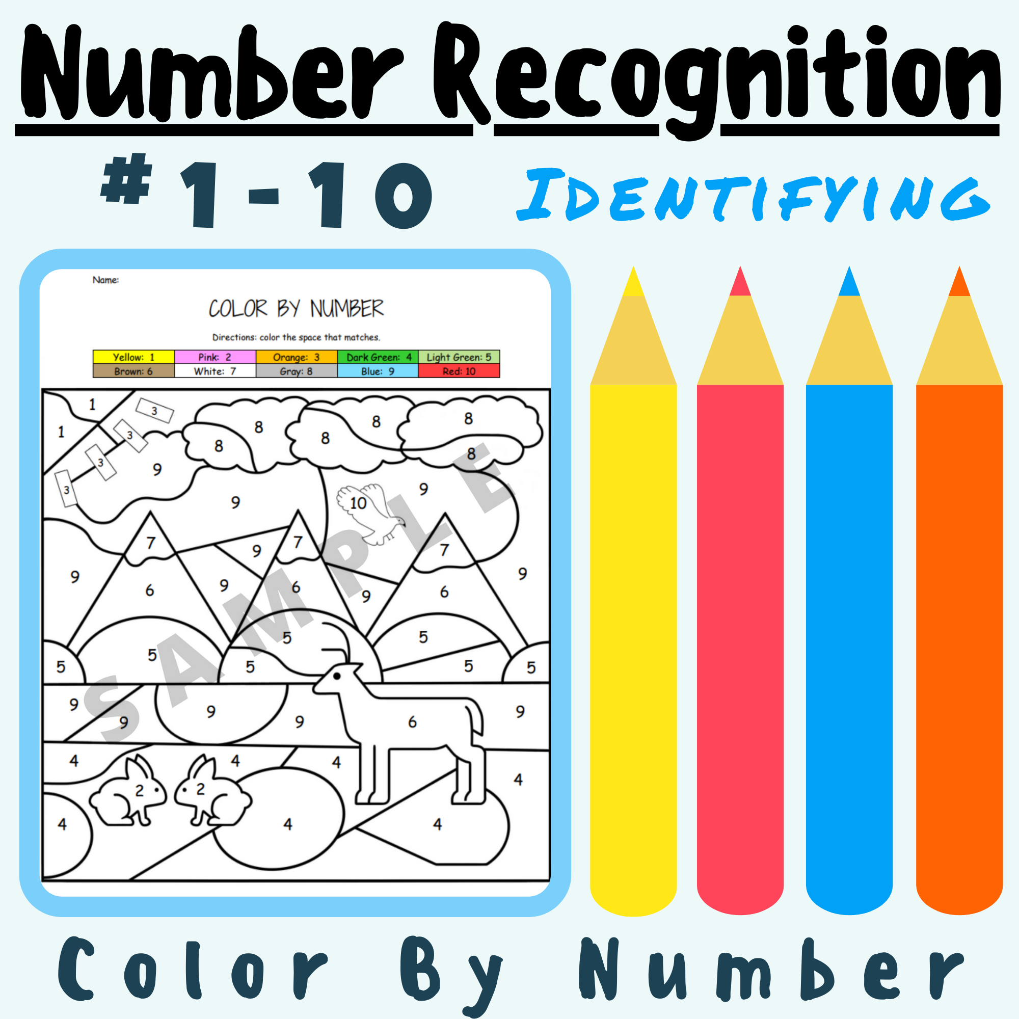 Number Recognition and Identifying Numbers 1-10 Coloring Activity ...