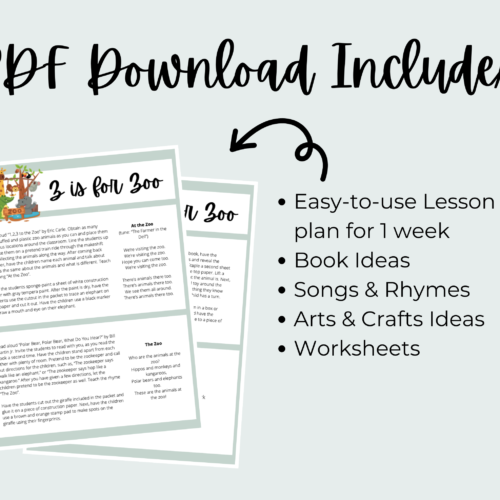 Zoo Theme Preschool Curriculum Printable | Homeschool Lesson Plan ...