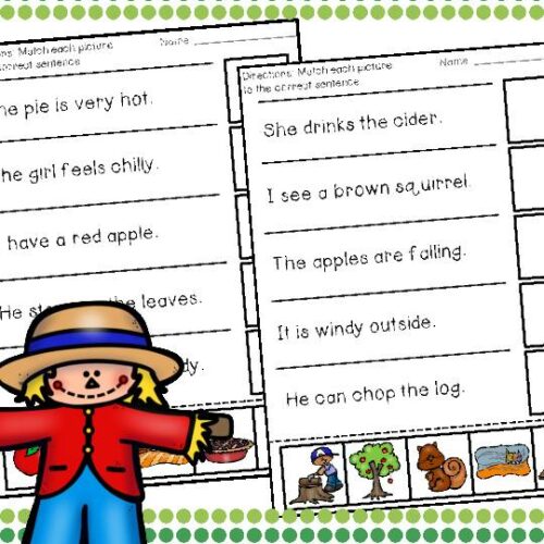 Fall Activities - Read and Match Sight Word Sentences PRINT and GO ...