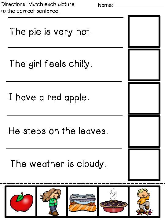 Fall Activities - Read and Match Sight Word Sentences PRINT and GO ...