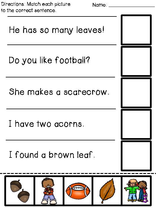 Fall Activities - Read and Match Sight Word Sentences PRINT and GO ...